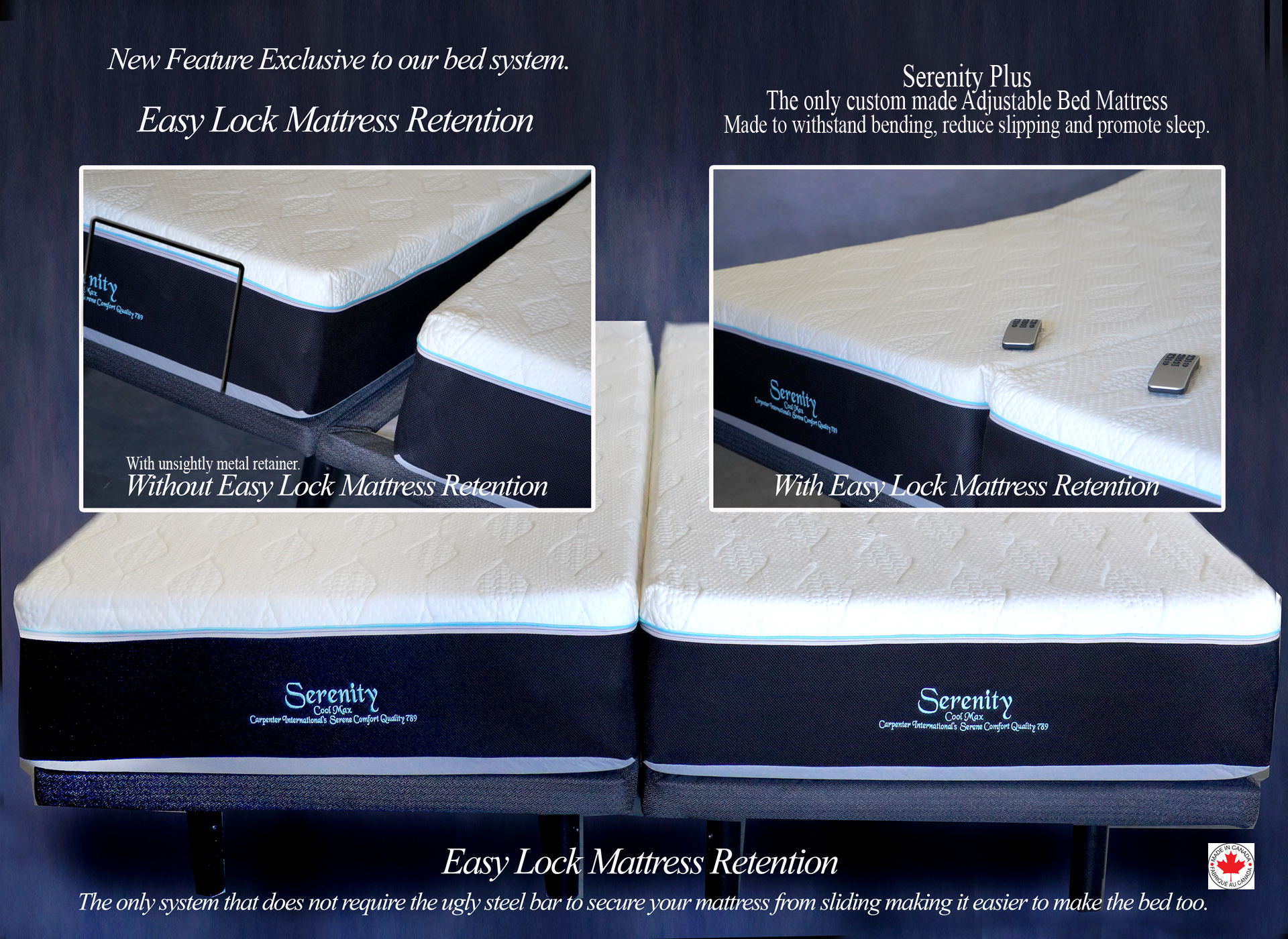 Easy Lock Mattress Retention - Custom Adjustable Bed & Mattress System